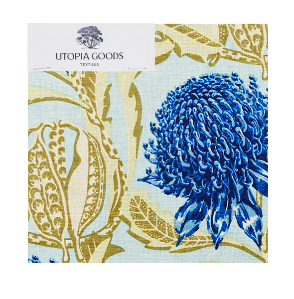 State of Waratah Blue Linen Swatch – Utopia Goods